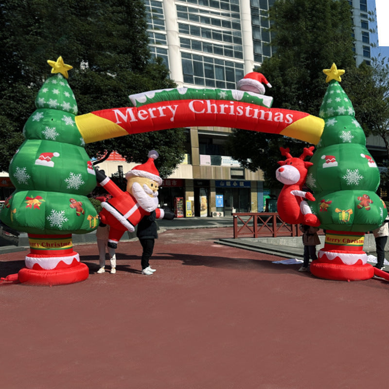 Arch Christmas Tree Santa Red Elk Inflatable Door | Got Inflatables